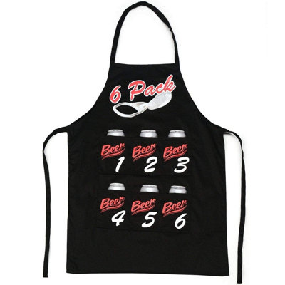 IGGI 6 Pack Apron Black Funny Chefs Cooking Kitchen BBQ Apron Novelty