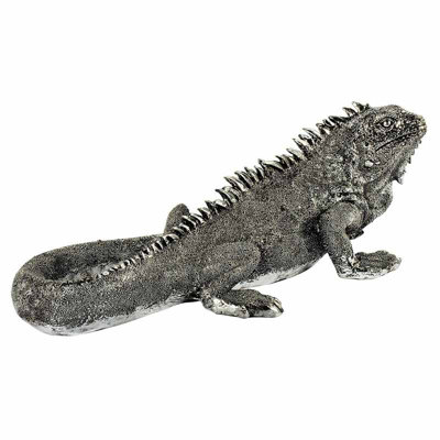 Iggy the Iguana Figurine - Metal - L20 x W41.5 x H16.5 cm - Silver ...