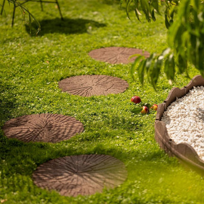 IHANA Garden Stepping Stone Brwon Log Effect Eco Friendly Recycled ...