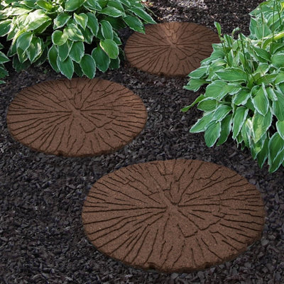 IHANA Garden Stepping Stone Brwon Log Effect Eco Friendly Recycled ...