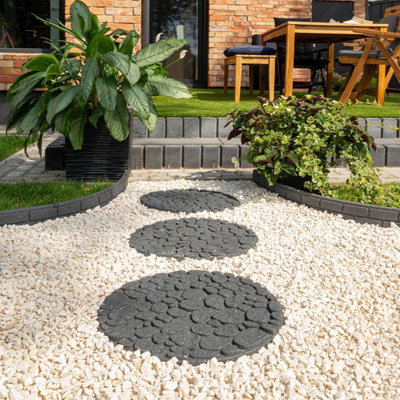 IHANA Garden Stepping Stone Grey Pebble Stone Effect Eco Friendly ...