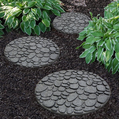 IHANA Garden Stepping Stone Grey Pebble Stone Effect Eco Friendly ...