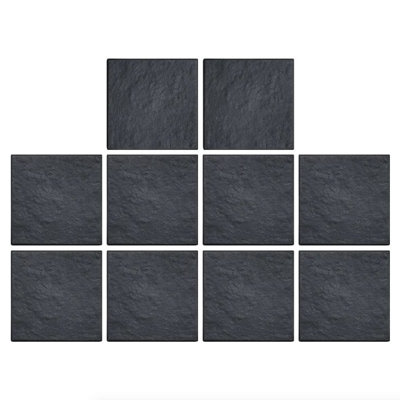 IHANA Slate Effect 30x30x2.5cm Square Stomp Stone Recycled Rubber Steps ...