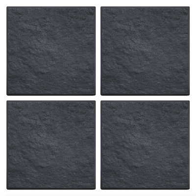 IHANA Slate Effect 30x30x2.5cm Square Stomp Stone Recycled Rubber Steps ...