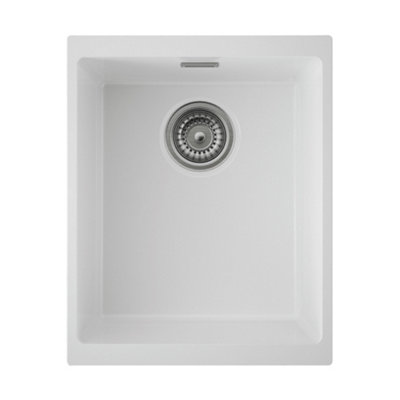 iivela NADEN34 White 34cm Ceramic Single Bowl Inset / Undermount ...