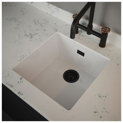 iivela NADEN40 White 40cm Ceramic Single Bowl Inset / Undermount ...