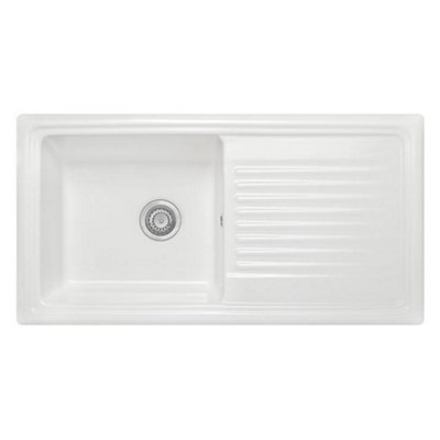 iivela REVINE100 White Inset Single Bowl Ceramic Sink