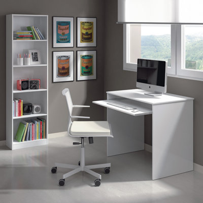 iJOY Compact Computer Desk with Pull-Out Keyboard Tray - White (H)79cm ...