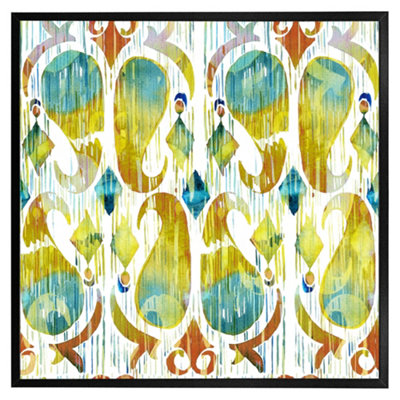 Ikat vibrant (Picutre Frame) / 24x24" / Grey