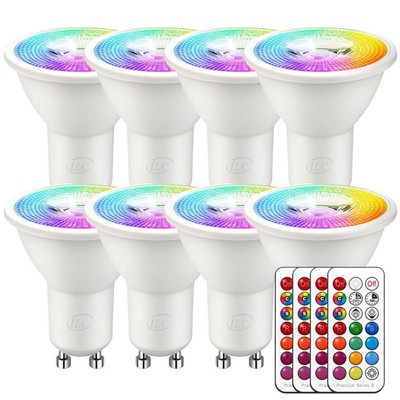 iLC Gu 10 LED Light Bulbs Colour Changing 5 W, 12 RGB Colours + 2700 k ...