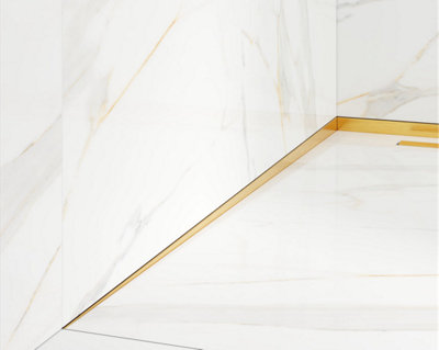 ILCOM SLOPED LEFT FLOOR SHOWER PROFILE LSL 12mm x 1200mm Gold Brushed ...