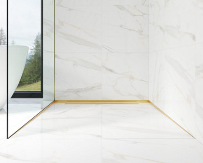 ILCOM SLOPED RIGHT FLOOR SHOWER PROFILE LSP 12mm x 1800mm Gold Brushed ...
