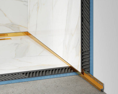ILCOM SLOPED RIGHT FLOOR SHOWER PROFILE LSP 12mm x 1800mm Gold Polished ...