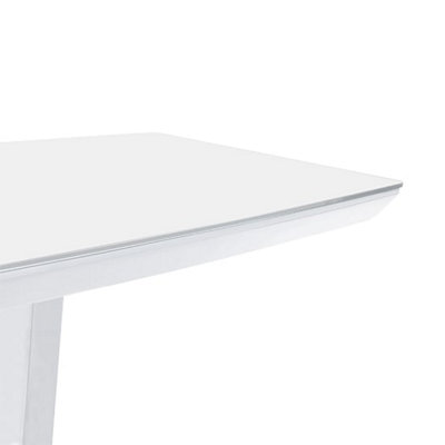 Ilko High Gloss Bar Table Rectangular Glass Top In White