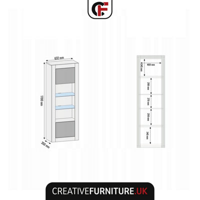 Illume Display Cabinet 170cm Dark Grey with High Gloss Doors and LED ...
