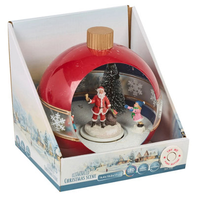 Illuminated LED Light Up Snowball Santa Christmas Winter Scene Display ...