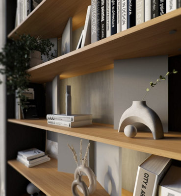 Illuminated Tall Bookcase H2100mm W1250mm D330mm - Modern Grey ...