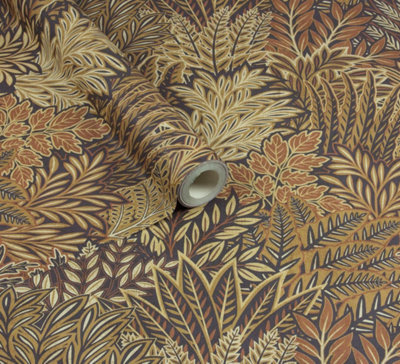 Illustrated Foliage Rust Wallpaper