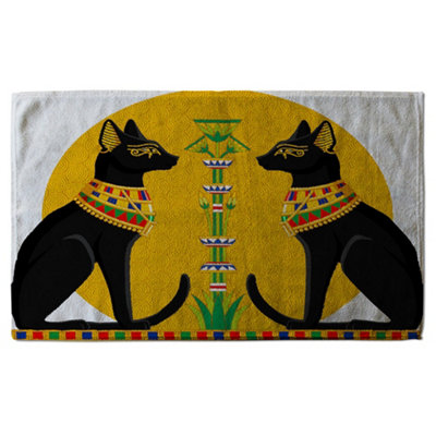 Illustration of Black Egyptian Cats with Papyrus (Bath Towel) / Default Title | DIY at B&Q