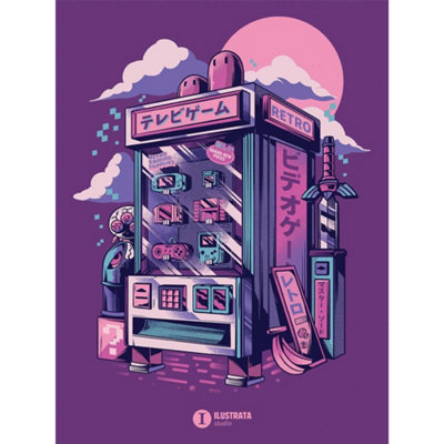 Ilustrata Vending Machine Canvas Print Purple (40cm x 30cm)