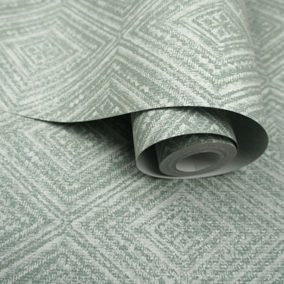 Imani Geometric Wallpaper Soft Teal Holden 65674