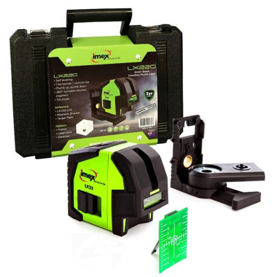 Imex LX22G 30m Green Cross Line Laser Level Self Level Plum Spots ...