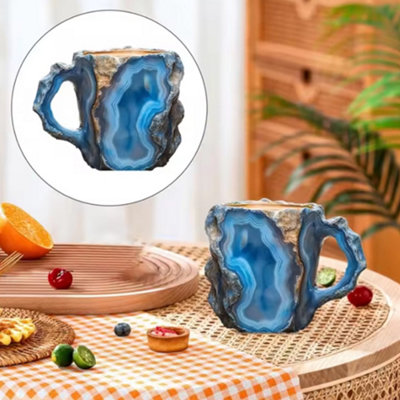 Imitation Blue Agate Geode Design Coffee Mug with Spoon
