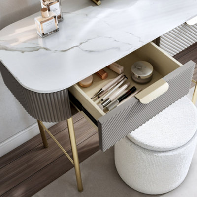 Imogen Mocha Dressing Table with Evie LED Mirror