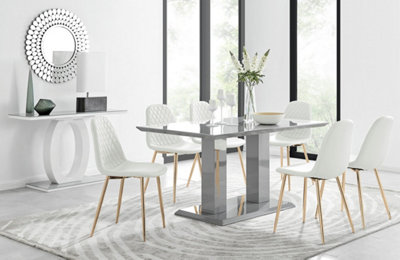 Imperia Grey High Gloss 6 Seater Dining Table with Structural 2 Plinth ...