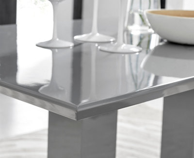 Imperia Grey High Gloss 6 Seater Dining Table with Structural 2 Plinth ...