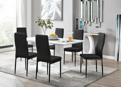 Imperia White High Gloss 6 Seater Dining Table with Structural 2 Plinth ...