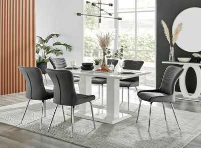 Imperia White High Gloss 6 Seater Dining Table with Structural 2 Plinth ...