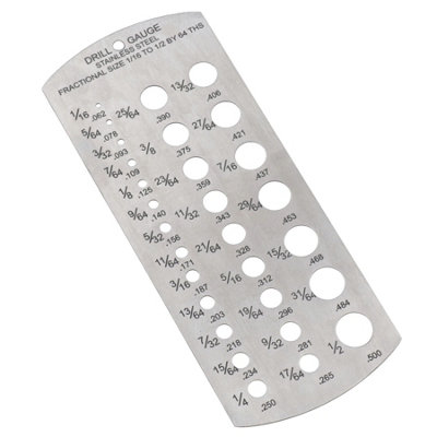 Imperial Fractional Drill Size Gauge 1/16"-1/2" Measure Hole Guide ...