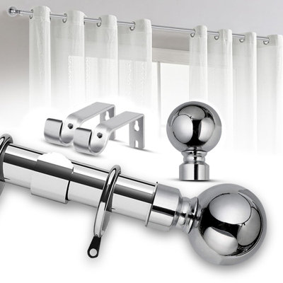 Imperial Rooms Curtain Pole - Metal Extendable Rod Heavy Duty Plain ...