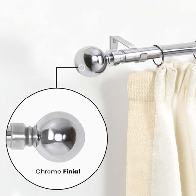 Imperial Rooms Curtain Pole - Metal Extendable Rod Heavy Duty Plain ...