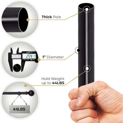 Imperial Rooms Curtain Pole - Metal Extendable Rod Heavy Duty Plain ...