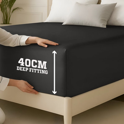 Imperial Rooms Deep Fit 40cm Fitted Sheets Plain Dyed Microfiber Soft ...
