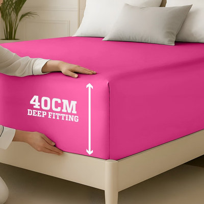 Imperial Rooms Deep Fit 40cm Fitted Sheets Plain Dyed Microfiber Soft ...