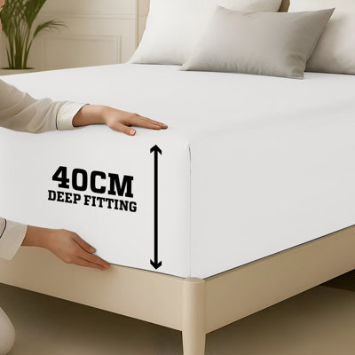 Imperial Rooms Deep Fit 40cm Fitted Sheets Plain Dyed Microfiber Soft ...