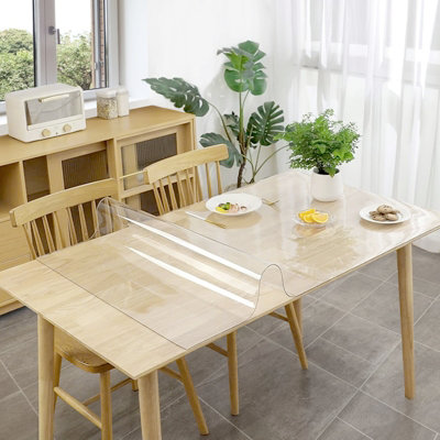 Imperial Transparent Frosted PVC Table Protector Custom Cut Bevelled ...