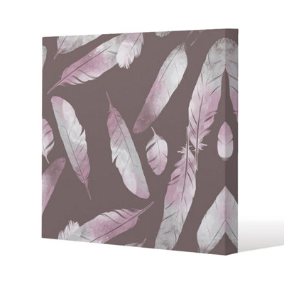 Imprints bird feathers (Canvas Print) / 77 x 77 x 4cm | DIY at B&Q