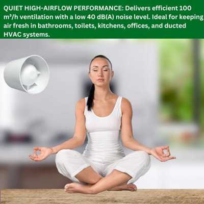 In-Line Bathroom Extractor Fan 100mm Fan for Ducting High Airflow ...