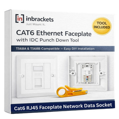 Inbrackets Cat6 RJ45 Faceplate Network Data Socket with Punchdown Tool ...