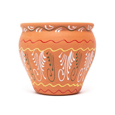 Inca Hand Painted Plain Rim Outdoor Garden Patio Terrace Bola Plant Pot ...