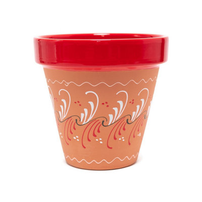 Inca Hand Painted Red Rim Outdoor Garden Patio Terrace Classic Plant ...