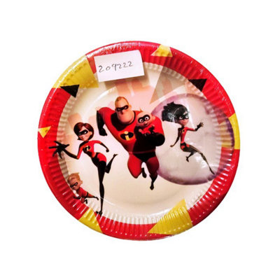 Incredibles Paper Party Plates (Pack of 8) White/Red/Yellow (One Size ...