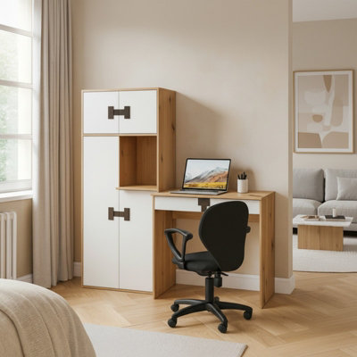 INDEX 11 Desk Modern Laminated Office Desk Artisan Oak and White Gloss ...