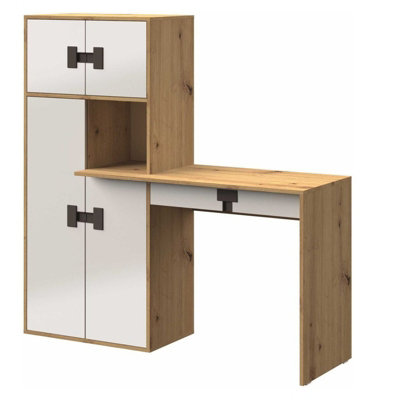 INDEX 11 Desk Modern Laminated Office Desk Artisan Oak and White Gloss ...
