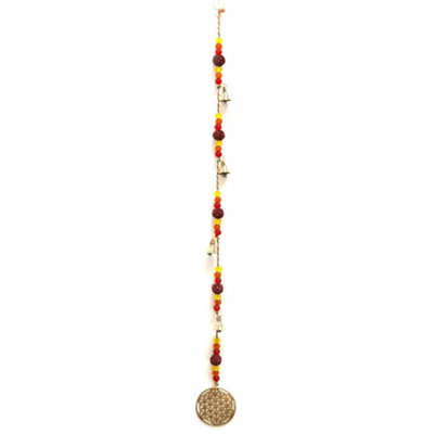 Indian Chimes Brass Flower of Life with Rudraksha Beads String Bells