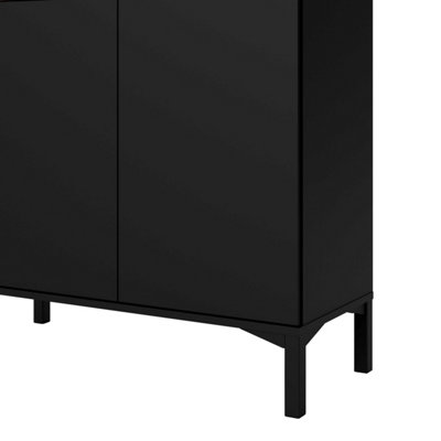 Indigo Sideboard 2 Door 1 Drawer in Black and Walnut, Compact Contemporary